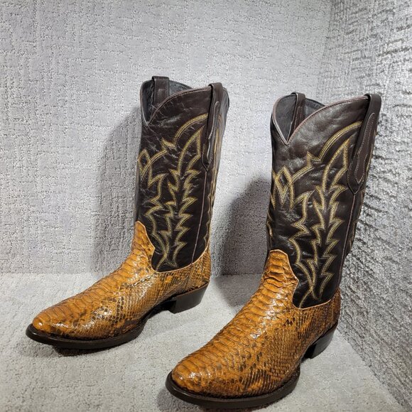 J.B. Dillon | Shoes | Jb Dillon Mens Size Us 3ee Snake Skin Python Brown Cowboy Western Boots ...